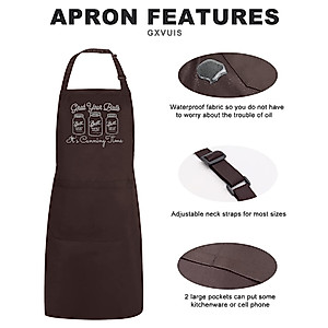GXVUIS Grab Your Balls It's Canning Time Aprons for Women with 2 Pockets Waterproof Adjustable Bib Kitchen Cooking BBQ Apron Brown