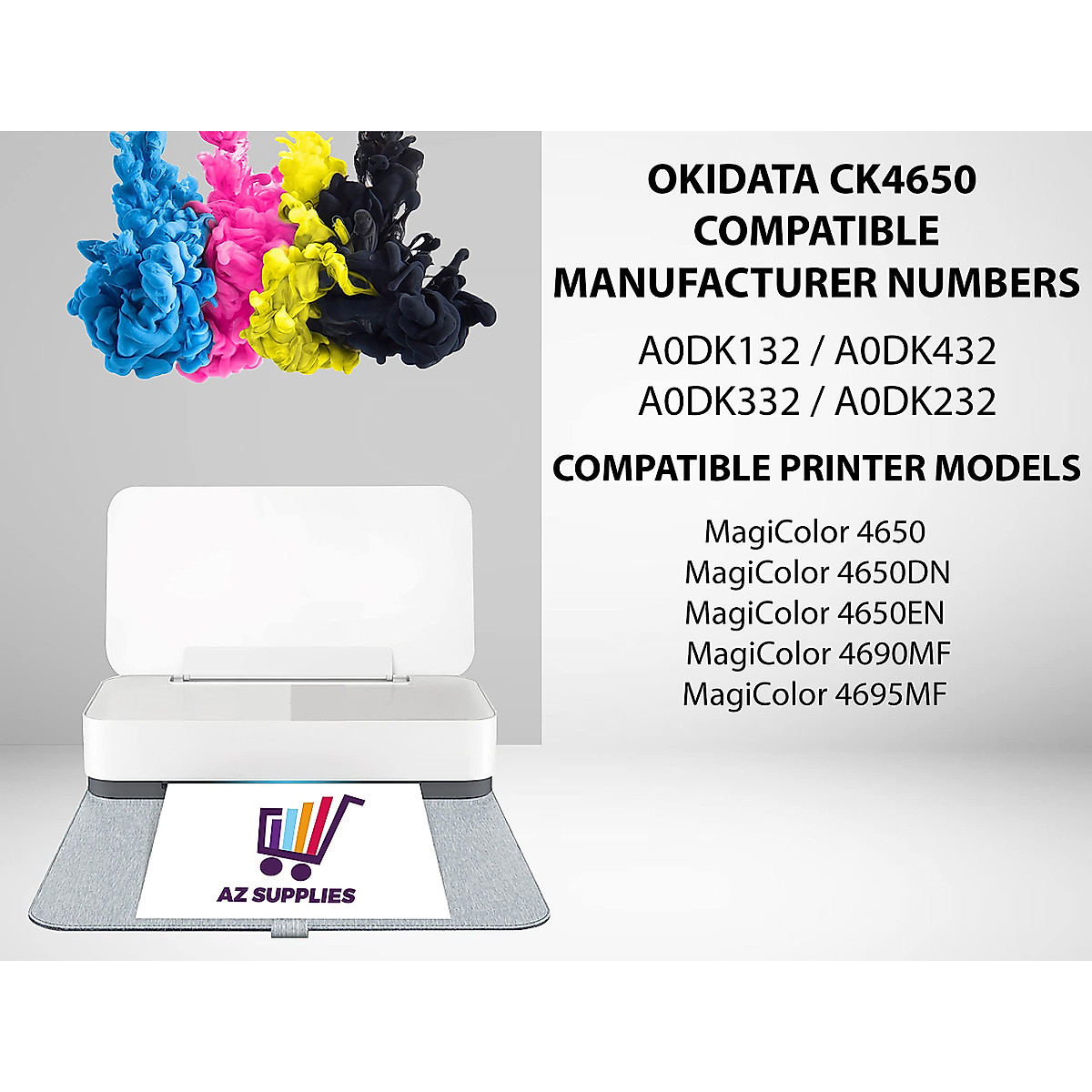 AZ SUPPLIES Compatible Toner Cartridge Replacement for Konica Minolta Magicolor 4690MF 4650DN 4650 4650EN 4695MF A0DK132 A0DK432 A0DK332 A0DK232 5Pack 2Black/Cyan/Magenta/Yellow Black&Color 8000 Page