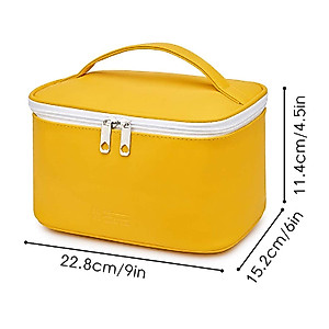 Meiyuuo Makeup Bag Cosmetic Bags Small for Women Ladies Zipper Pouch Makeup Organizer Waterproof Cute (Bright Yellow)