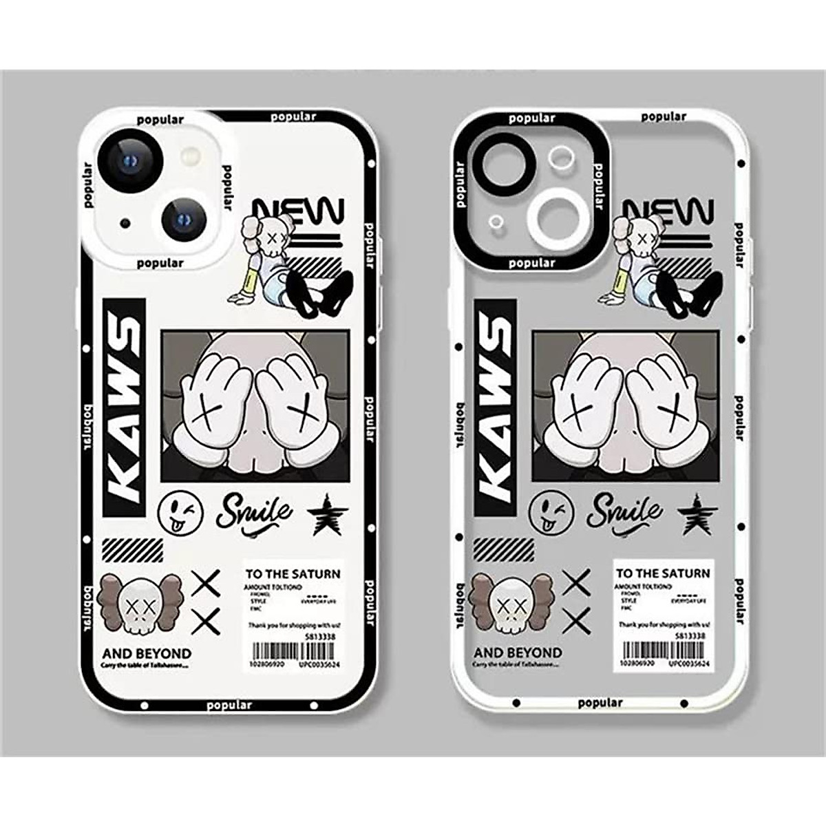 Cool Clear Case Compatible with iPhone 13 Mini for Mens and Womens,Clear Case with Cartoon Street Fashion Pattern Design Slim Soft Silicone Protection Phone Cover (White,13 Mini)
