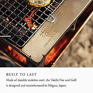 Snow Peak Takibi Fire & Grill - Foldable Fire & Grill - Perfect for Backyards, Camping Trips & More - Cooking Accessory for Patios or Backyards