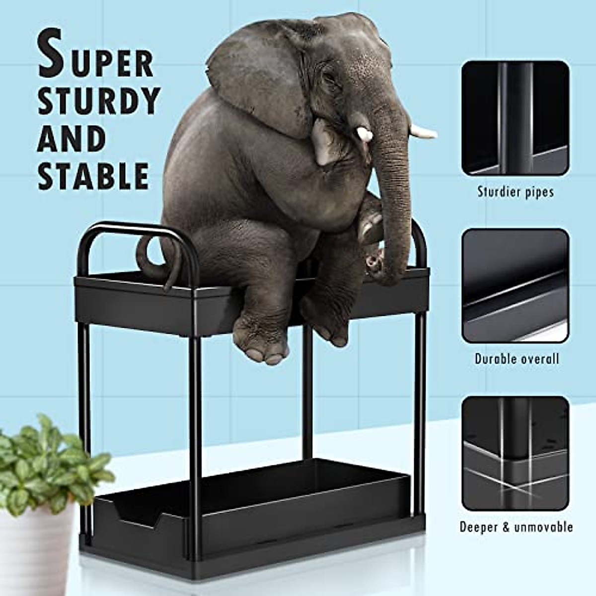 Under Sink Organizers and Storage, Sliding Cabinet Basket Organizer 2 Tier Under Sink Storage Bathroom Trays, Multipurpose Slide Out Bathroom Organizer Countertop, Under Kitchen Bathroom Sink Rack