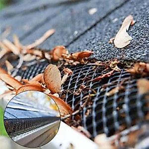 Plastic Gutter Guard Mesh Roof Gutter Protection Screen Roll Leaf Filter Gutter Cover Guard Mesh Protector Roof Leaf Guard No Hooks (0.4m x 4m=(1.3Ft x 13.1Ft), Black)
