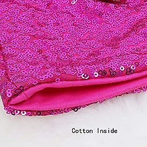 Baby Girls Shorts Kids Sparkle Toddler Sequin Shorts Glitter on Both Sides Birthday Outfits Headband Hot Pink 3T