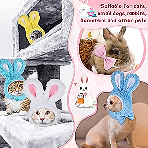 20 Pcs Easter Costume Set Bunny Ears Costume for Dogs Cats 10 Bunny Rabbit Hat with Ears Bunny Ears Pet Headband 10 Bowtie Collar Hats for Cats Small Dogs Costume Accessory