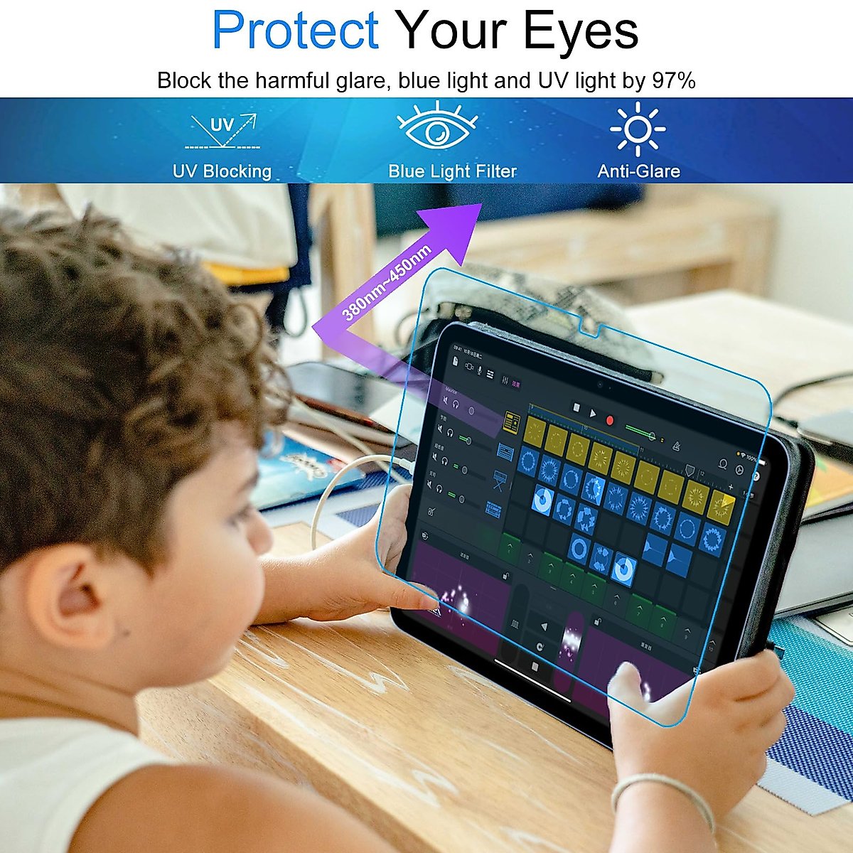 【2 Pack】Blue Light Blocking Screen Protector for iPad 10.9 Inch Tablet (2022 Released, 10th Generation, A2696/A2757/A2777), Anti-Blue Light Anti-Glare iPad 10.9" Tablet Screen Protector