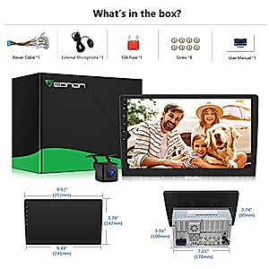 Eonon 10.1 Inch Double Din Car Stereo,Wired and Wireless CarPlay & Android Auto, Mirror Link, QLED Display Car Radio Receiver, Quick Charge/Built in DSP, Bluetooth 5.0-X20PLUS
