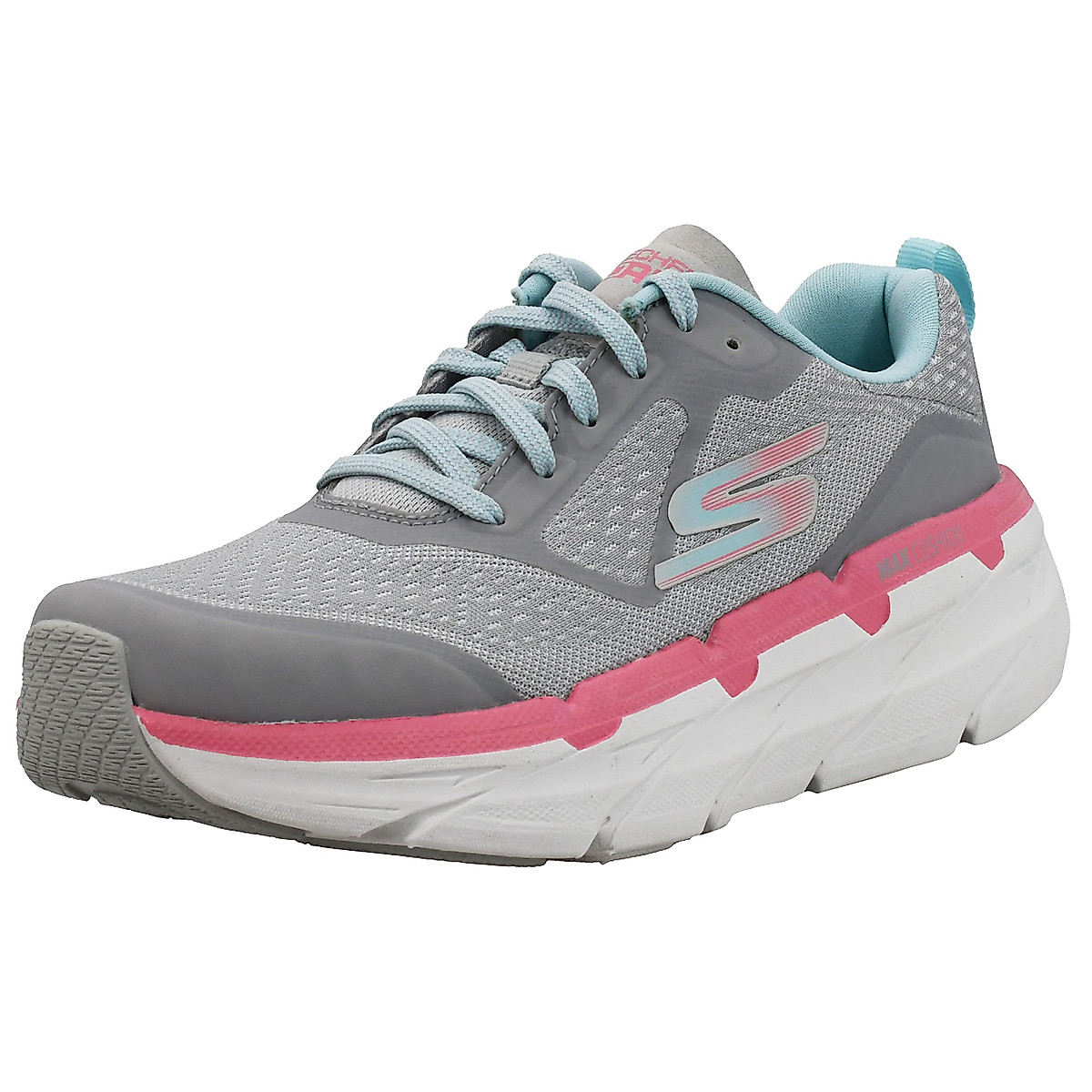 Skechers Women's Max Cushion-17690 Sneaker, Grey/Pink, 9 M