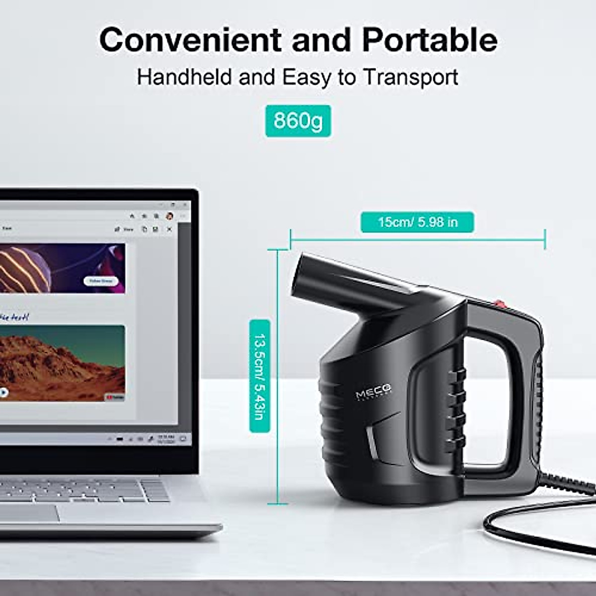 Compressed Air, MECO High Pressure Air Duster Blower Computer Cleaner Keyboard for Cleaning Dust, Hairs, Crumbs for Computer, Laptop, Tower Fans, Printer, Replaces Compressed Air Cans