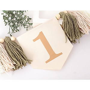 Boho 1st high chair banner - Wood Bead Tassel Garland,Boho birthday decor,Yarn tassel garland,Cake Smash Backdrop Banner,Birthday High Chair Yarn Tassel Banner,Girl's boho birthday,Baby Nursery Decor