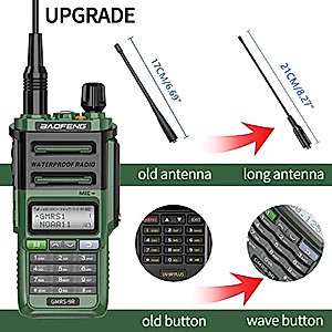 GMRS Radio Baofeng GMRS-9R 5W Rechargeable Two Way Radio for Adults,Waterproof IP67,NOAA Scanning&Receiving with Extra Original Battery,Programming Cable,Tactical Antenna,Speaker Mic,Tactical Bag