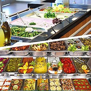 ALMOXVYE 2 Pack Steam Table Pan with Lids, 1/3 Size 4 Inch Deep Stainless Steel Hotel Pans, Anti Jam Restaurant Pans for Kitchen, Party, Restaurant, Hotel, Food Buffet Event