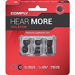 Comply Foam Premium Earphone Tips - Isolation T-100 (Multi-Color, 3-Pairs, S/M/L)