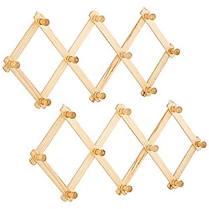 Set of 2 RAM-PRO Accordion Style Wood Expandable Rack Hat, Cap, Belt, Umbrella Coffee Mug Wall Wooden Pegs