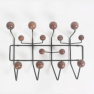 SHISEDECO Classic Hang it All Coat Rack, Mid Century Modern Wall Mounted Coat Hooks with Painted Solid Wooden Walnut Balls Wood Color Coat Hanger (Dark Walnut)