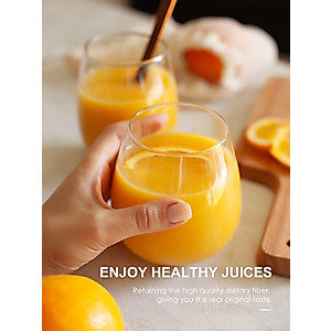 QCen Electric Citrus Juicer Squeezer, Electric Juicer for Orange, Lemon and Limes with Rubber Handle and Two Size Cones, Anti-Drip Spout, Easy to Clean and Use, BPA Free, Black/Stainless Steel