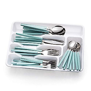 Cutiset 40 piece Stainless Steel Kitchen Flatware set with organizer, Camping Silverware set with color handles set of 8