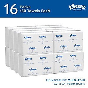 Kleenex Multifold Paper Towels (01890), White, 16 Packs / Case, 150 Tri Fold Paper Towels / Pack, 2,400 Towels / Case