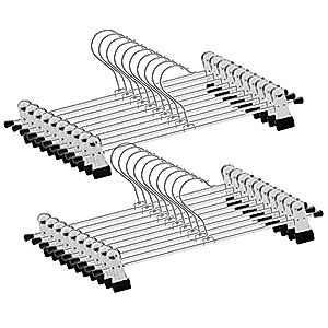Pants Hangers with Clips 20 Pack Skirt Hangers Adjustable Metal Slack Space Saving Hangers Clothes Hangers Ultra Thin Durable Hangers for Clothes Jeans Pants Skirt Trouser
