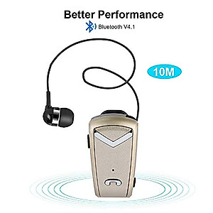 EBTOOLS Fineblue Bluetooth Headset, Portable Wireless Retractable in Ear Business Lavalier Earphone(Gold)