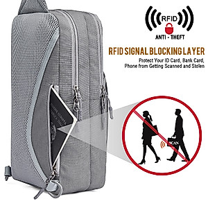 G4Free Sling Bag Sling Backpack Crossbody Chest Bag Daypack for Hiking Traveling (Grey)