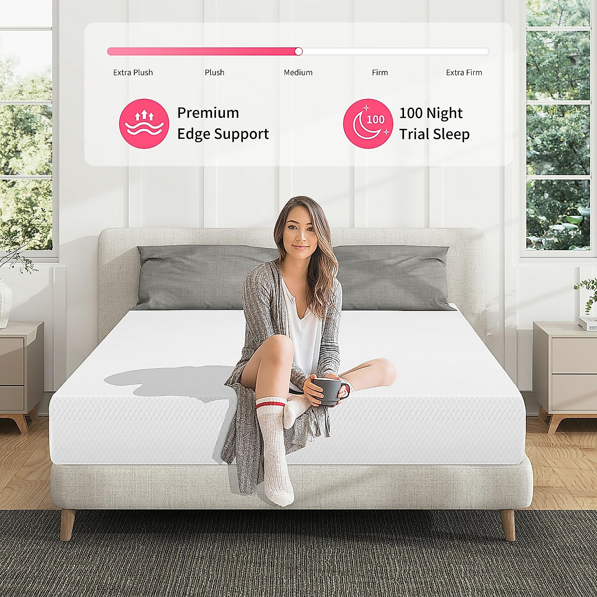 BLKMTY Mattress Twin 73.5" x 37" x 8" Twin Mattress Bed Mattress Gel Memory Foam Mattress Twin Gel Mattress for Cool Sleep Pressure Relief Soft Mattress in Box CertiPUR-US Certified Mattress