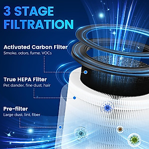 4 Pack MSB5 Filter Replacement Compatible with Membrane Solutions MSB5 Air Puri-fier, 3-in-1 H13 True Hepa Air Filter Replacement with High-Efficiency Filtration for Smoke Pollen Dander Hair Smell