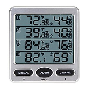 Ambient Weather WS-10 Wireless Indoor/Outdoor 8-Channel Thermo-Hygrometer with Three Remote Sensors