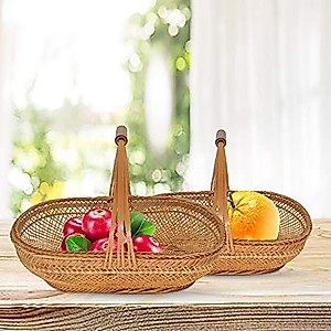 UHBGT Large Storage Wicker Basket Gift Baskets with Handle Willow Woven Picnic Basket Easter Candy Basket Egg Gathering Wedding Basket