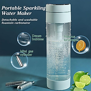 FXTNKYY Portable Sparkling Water Maker，440ml Soda Maker Machine, Personal Eltzer Machine for Home and Outdoor Use ，Carbonated Water Machine No Electricity,BPA Free