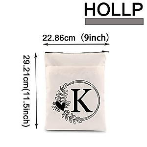 HOLLP Alphabet Book Cover A/C/J/K/M/Letter Initial Waterproof Zipper PouchInitial English Book Sleeve(K-Book Sleeve)