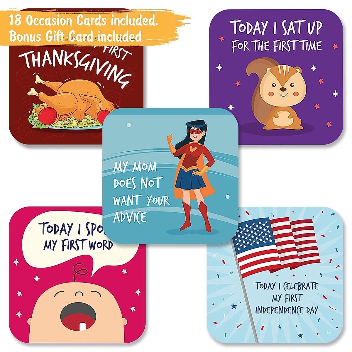 ATHENA FUTURES Baby Monthly Milestone Blanket for Boys Girls - Soft Fluffy Unisex Design - 60 x 40 in - 1 to 12 with Weeks and Months - Wreath and String Markers, 18 Baby Occasions Cards and an e-Book