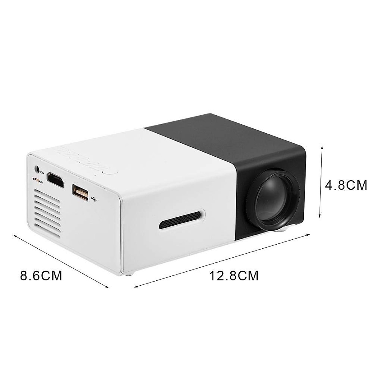 Mini LED Projector , Mini Private Home Theater Portable LED Projector Support 1080P HD HDMI Multimedia Player Clear Stereo Sound for Outdoor Recreation , Entertainment Venues Black White