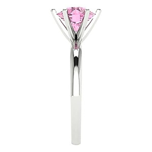 Clara Pucci 2.0 ct Round Cut Solitaire Pink Simulated Diamond Engagement Bridal Promise Anniversary Ring in 18K White Gold Size 10.75