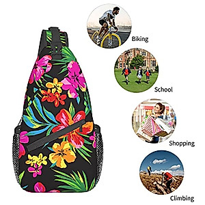 Vbcdgfg Hawaiian Colorful Flower print Sling Bag, Crossbody Sling Backpack for Casual Shoulder Chest bag Women And Men
