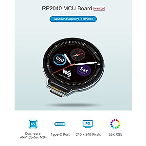Waveshare RP2040 MCU Board with 1.28inch Round LCD Accelerometer and Gyroscope Sensor