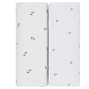 Ely's & Co. Patent Pending Waterproof Pack N Play | Mini Portable Crib Sheet Set - 2 Pack Berry and Cluster Dot (Sage)