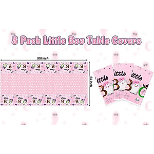 Haooryx 3 Pack Little Boo Table Covers Halloween Party Decoration Supplies, Plastic Rectangle Tablecloth Disposable Tablecover for Little Boo Theme Party Kids Birthday Baby Shower Decor, 108 x 54 Inch