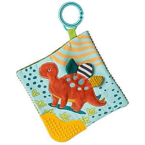 Mary Meyer Pebblesaurus Crinkle Teether Toy with Baby Paper and Squeaker, 6 x 6-Inches, Dinosaur