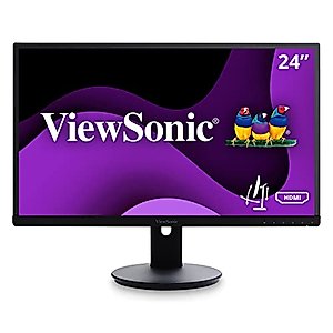 ViewSonic VG2453 24 Inch IPS 1080p Ergonomic Monitor with HDMI and DisplayPort for Home and Office, blue