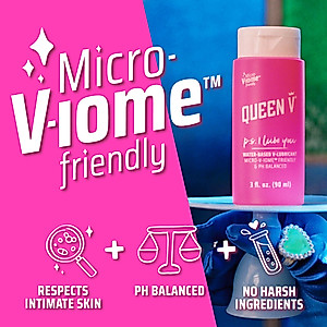QUEEN V P.S. I Lube You - Intimate Water-Based Lube, pH friendly, Free from Parabens, Artificial Colors, Glycerin & Fragrances, 3 oz. Wetter is Better