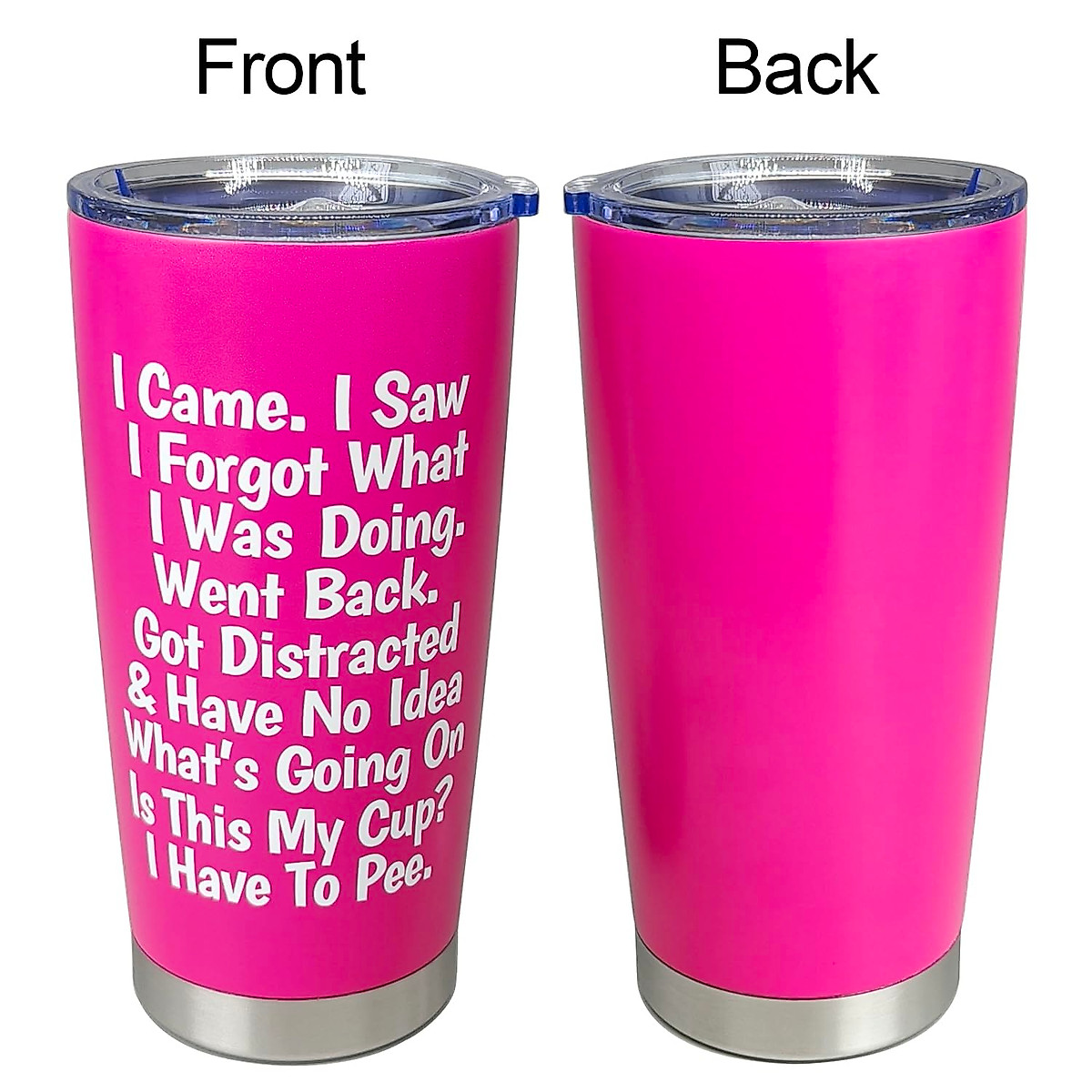 CTIGERS Funny Tumblers for Senior Citizens 20 oz Tumbler with Lid and Straw I Came I Saw Tumbler Insulated Travel Mug gifts for Grandma Grandpa Elder Mom Dad Aunt Birthday Gifts Retirement Gifts Pink