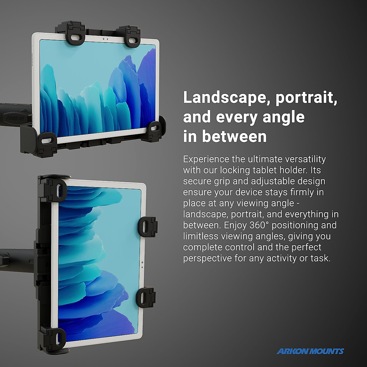 ARKON Mounts - Forklift Tablet Mount with Front Guard Mount | Tablet Mount for Forklift | Locking Holder with Keys & Security Hardware | Compatible with Ipad, Samsung, and More