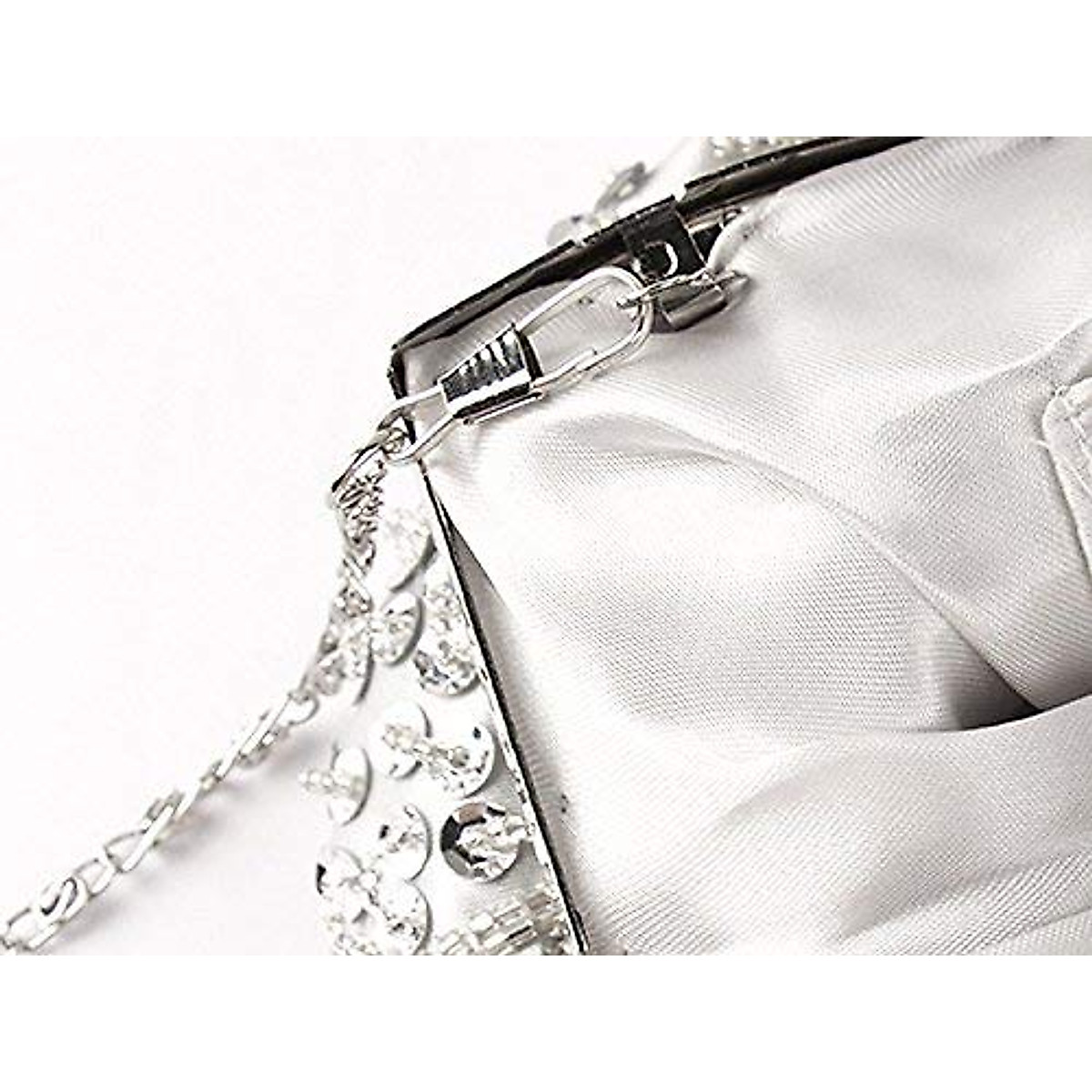 Tmore Beaded Sequin Design Flower Evening Purse Large Clutch Bag (Silver)