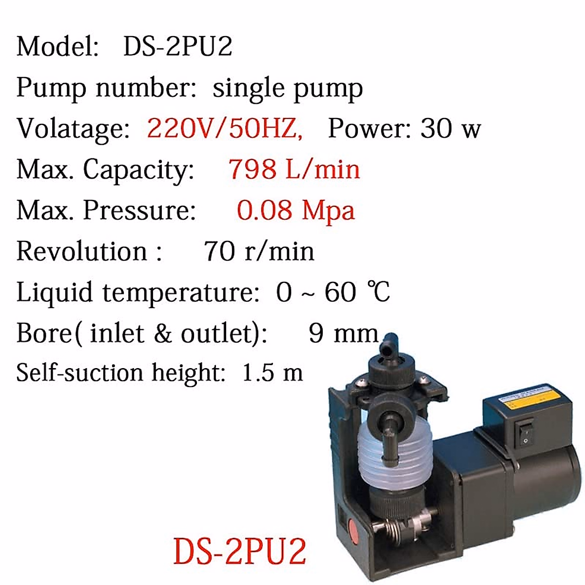 Submersible Sump Pump Metering Water Pump DS-2PU2 220V AC Dosing Pumps Transfer Pump