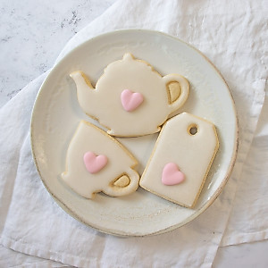 Set of 3 Tea Party cookie cutters (Designs: Teapot, Teacup and Tea Bag), 3 pieces, Ideal for DIY high tea party - Bakerlogy