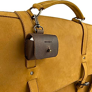 Hide & Drink, Airpods Pro Case Keychain Handmade from Full Grain Leather - Stylish, Cute, Protective, Convenient, Compact Carrier with Snap Hook - Perfect for Everyday Use or Travel - Bourbon Brown