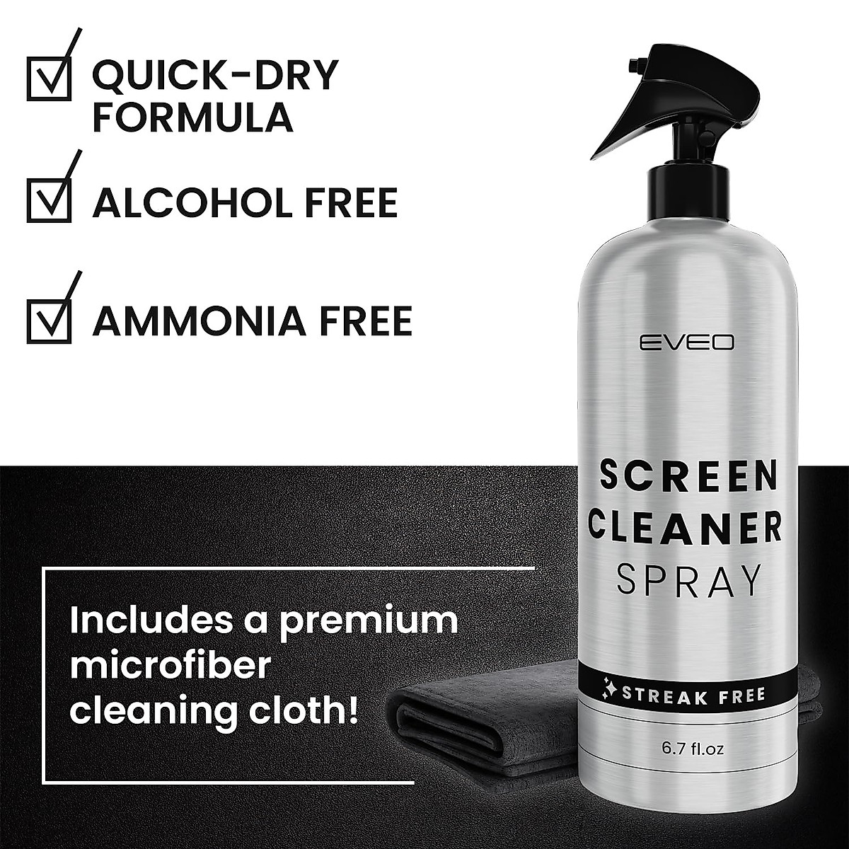 Screen Cleaner Spray - TV Screen Cleaner Spray and Wipe, Computer Screen Cleaner for Electronic Devices: TV, Laptop, iPhone, Ipad, Computer, MacBook- TV Cleaner for Smart TV-Microfiber Cleaning Cloth