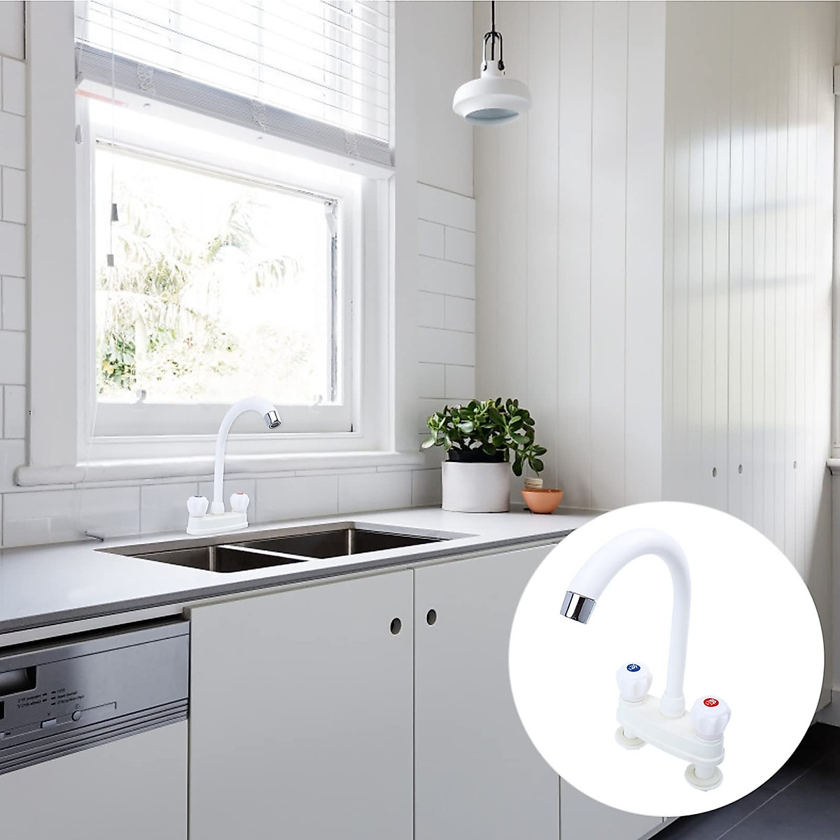 Faucets Sink Plastic Handle: Tap with Bath for Mixer Side Head Handle Bathroom - Home Sinks Spout Basin Practical Faucet Nozzle Double Lavatory Kitchen Sprayer Swivel