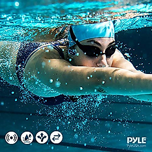 Pyle Upgraded Waterproof MP3 Player - V2 Flextreme Sports Wearable Headset Music Player 8GB Underwater Swimming Jogging Gym Earphones Rechargeable Flexible Headphones USB Connection9 -PSWP14BK